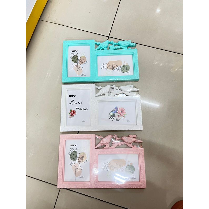 FAMILY PHOTO FRAME 2IN1 BIRD MOTIF/MULTIPURPOSE PHOTO FRAME PASTEL PINK ...