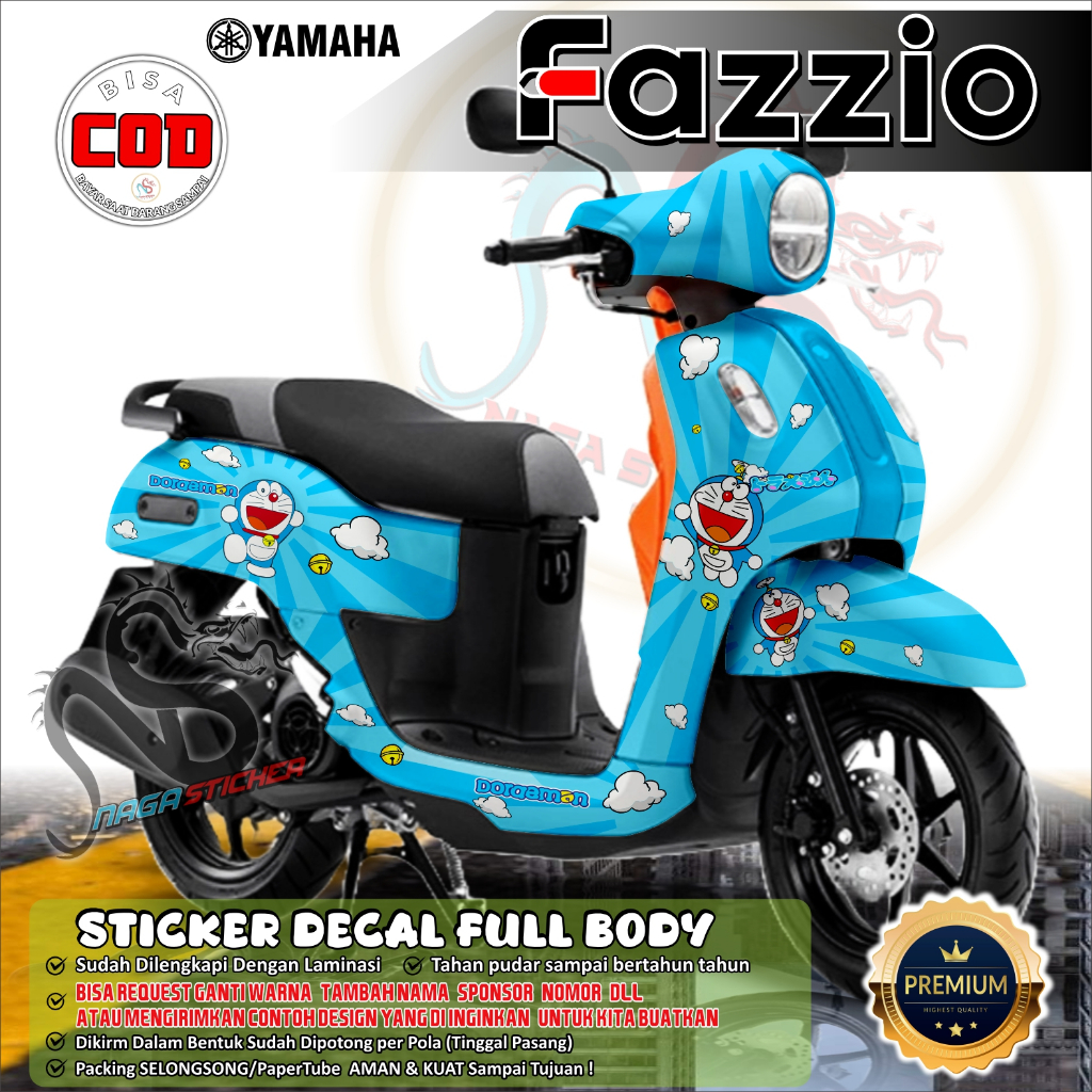 Yamaha Fazzio Full Body Decal Sticker Doraemon Variation NS1607 Custom ...