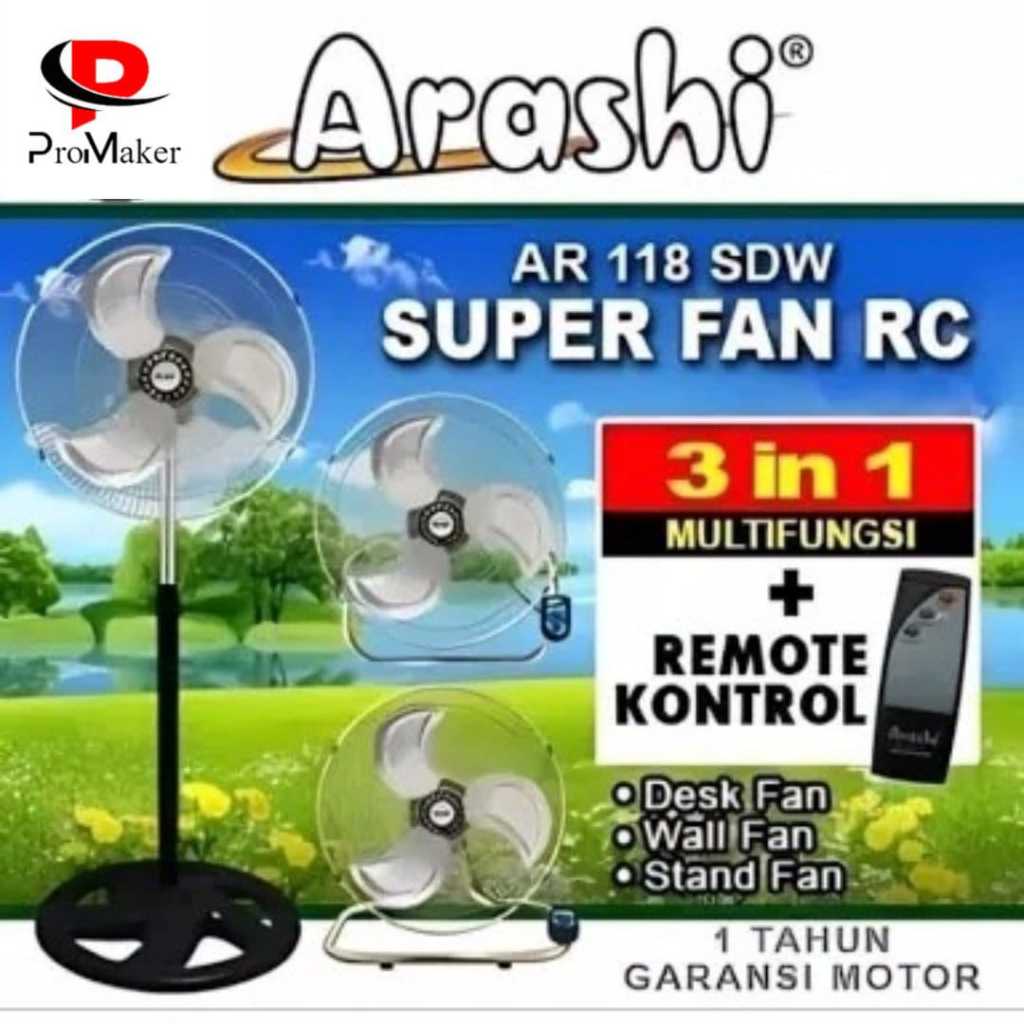 Iron FAN AR 118 ARASHI SUPER FAN 18INCH 3 FUNCTIONS (USE REMOTE ...