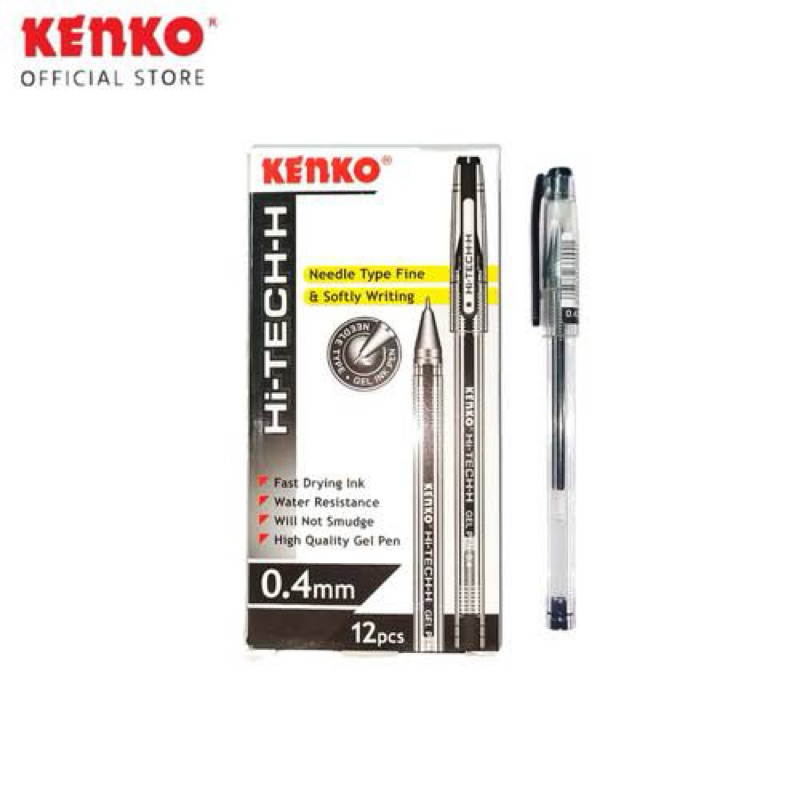 HITAM Kenko Pen Hi-Tech 0,4mm Black Blue (12pcs) | Shopee Malaysia