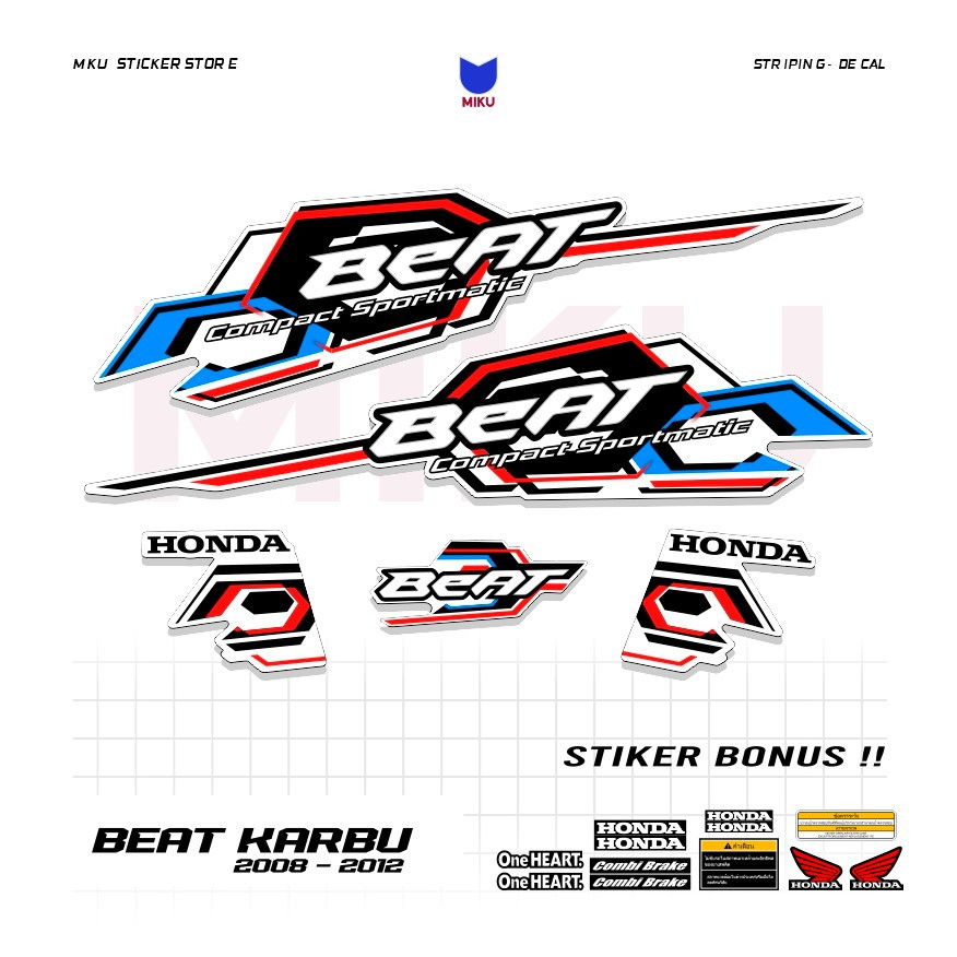 Bk29b Sticker Striping Strip Lis Honda Beat Karbu Carbu Old Simple ...