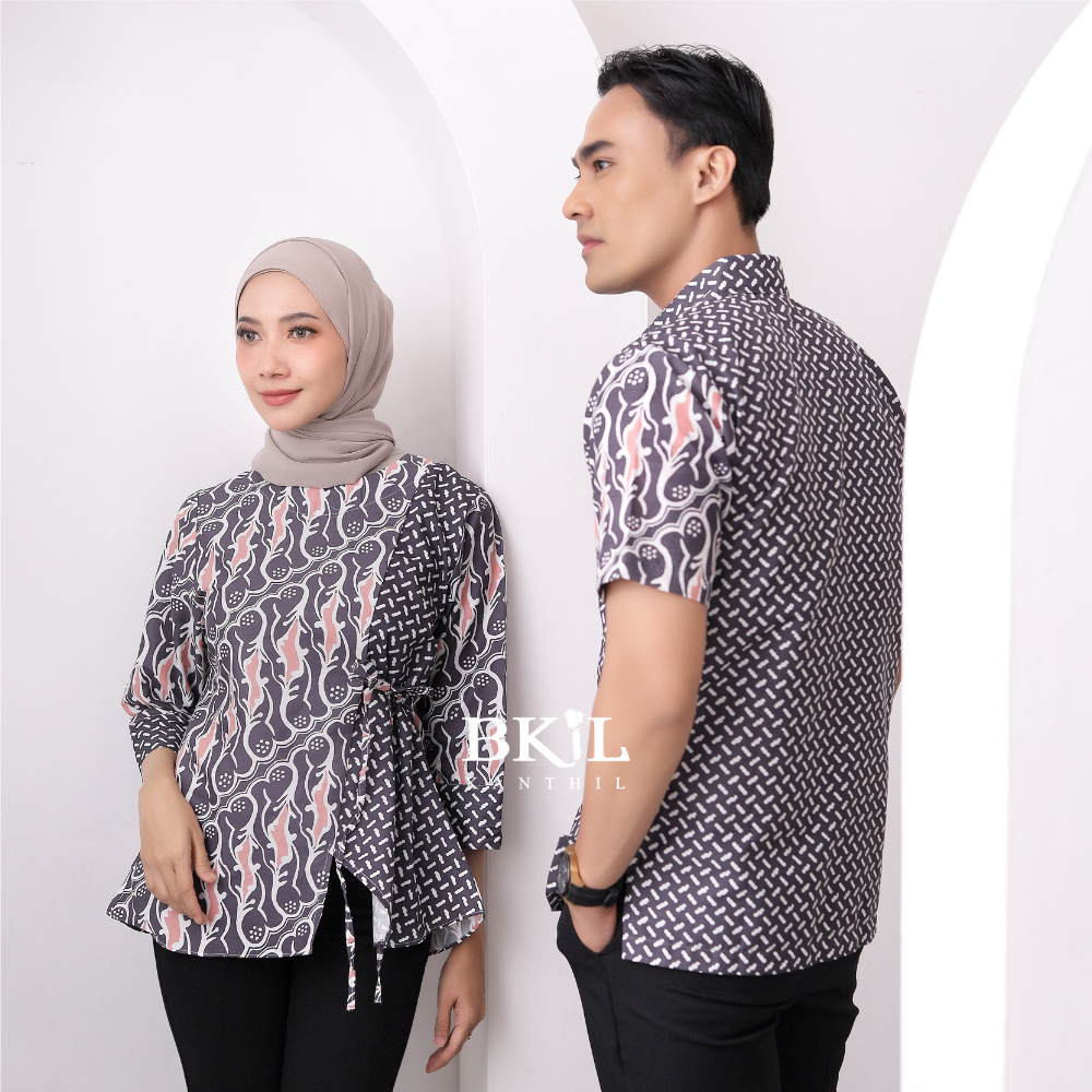 KANTHIL Batik Couple Men Women Office Batik Couple Tops with ...