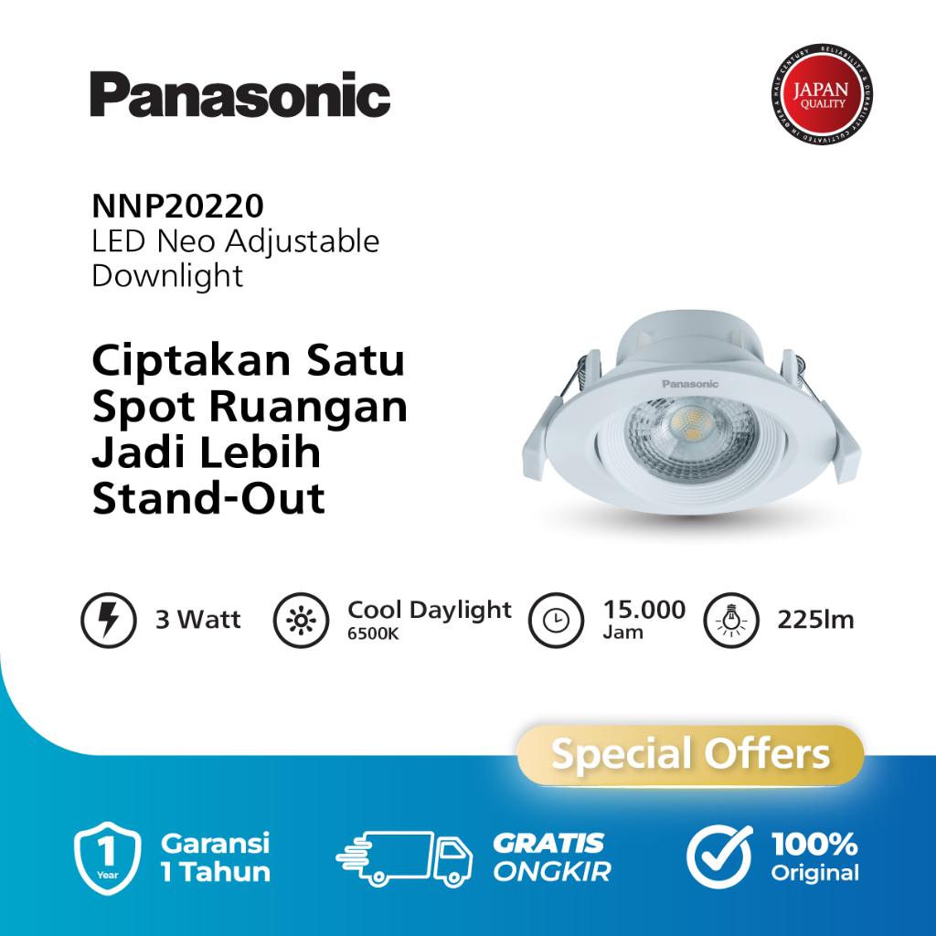 Panasonic Neo Adjustable LED Downlight Dia 75 3W 6500K | Shopee Malaysia