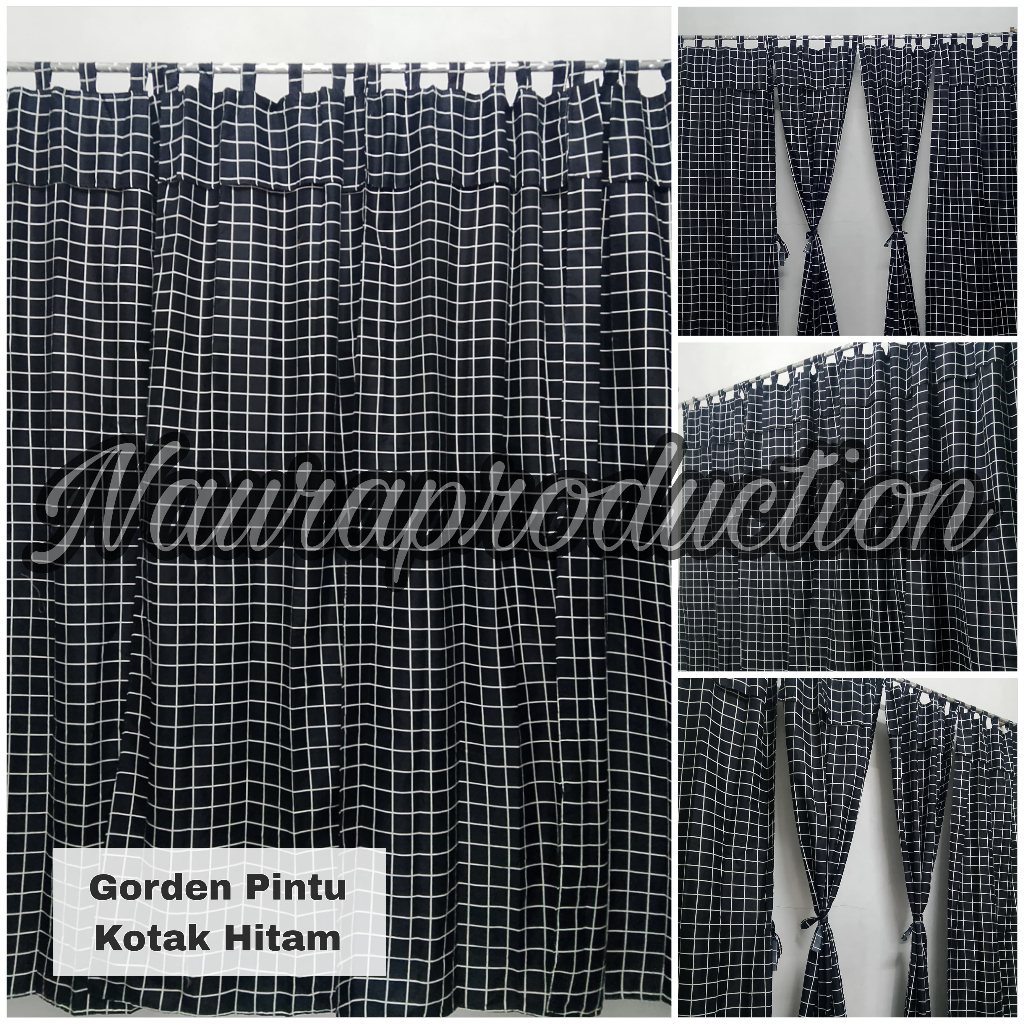 HITAM Black Checkered Rope Door Curtains | Shopee Malaysia