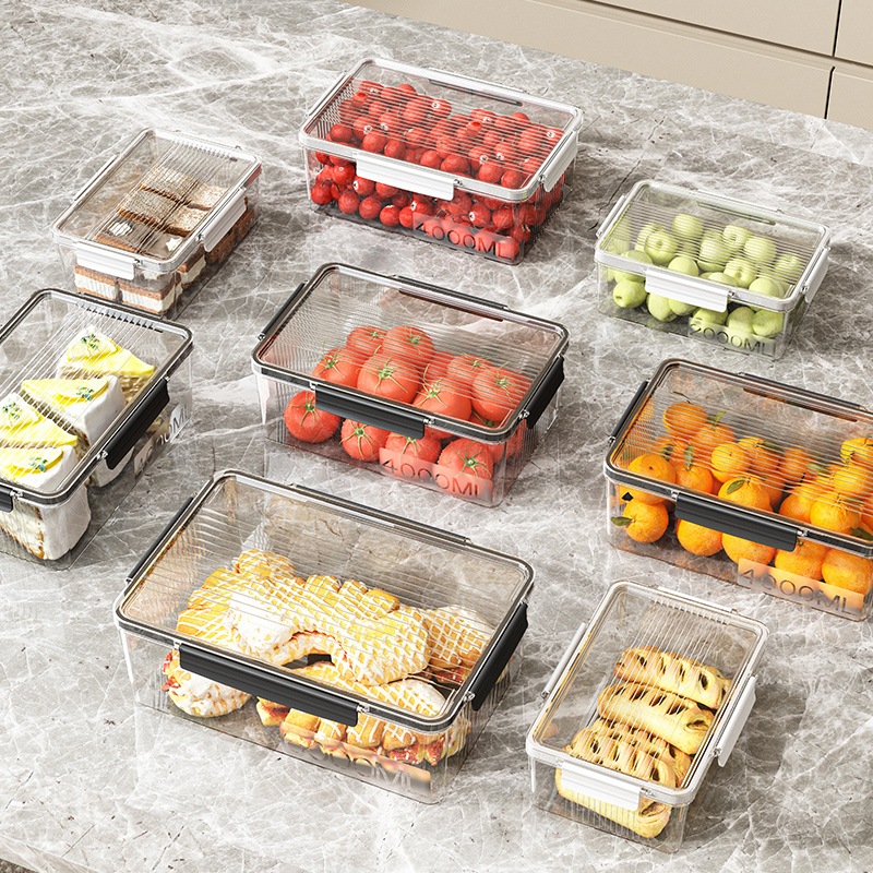 Refrigerator FOOD STORAGE BOX AIRTIGHT REFRIGERATOR ORGANIZER RACK FOOD ...