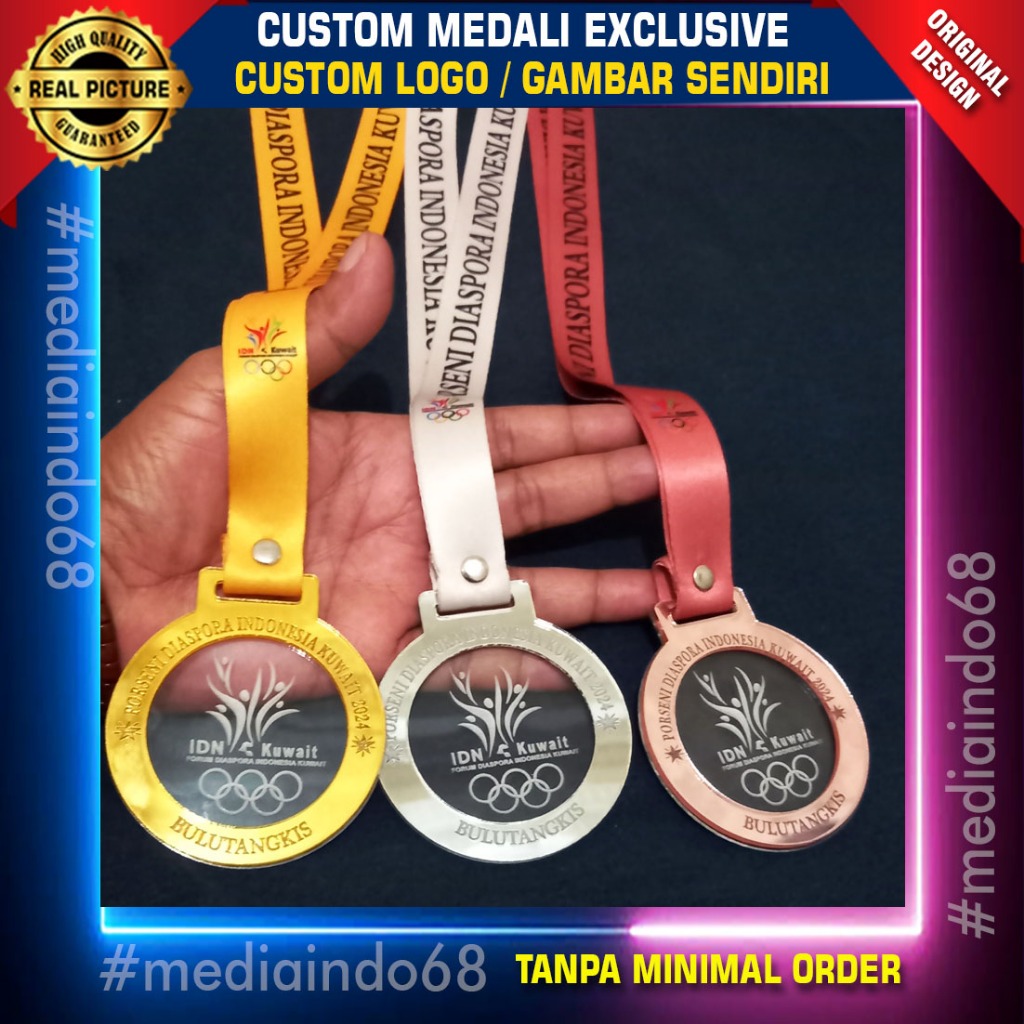 Custom Printed Medal Strap + Laser Engraved Mirror Acrylic Medal ...