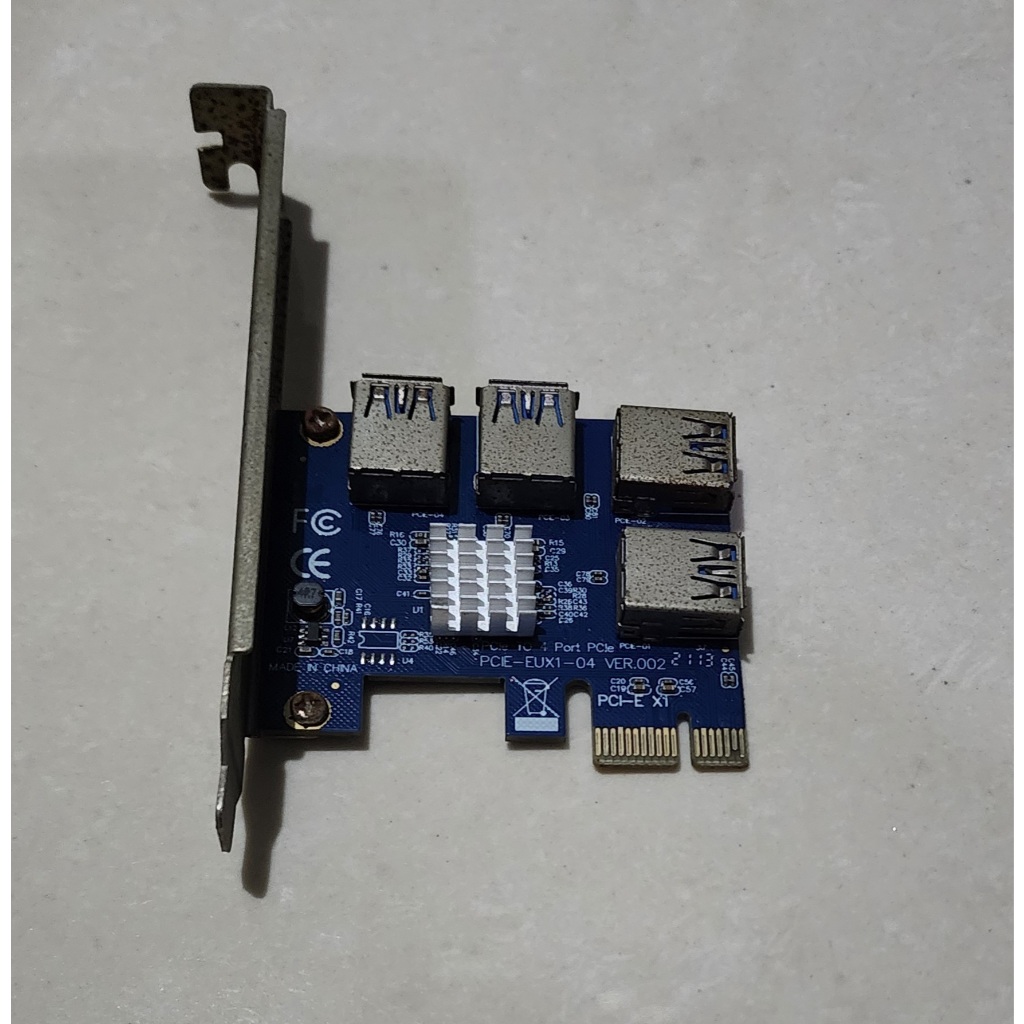 Pcie Splitter PCIE x1 to 4 Port USB 3.0 Mining Riser Adapter | Shopee ...