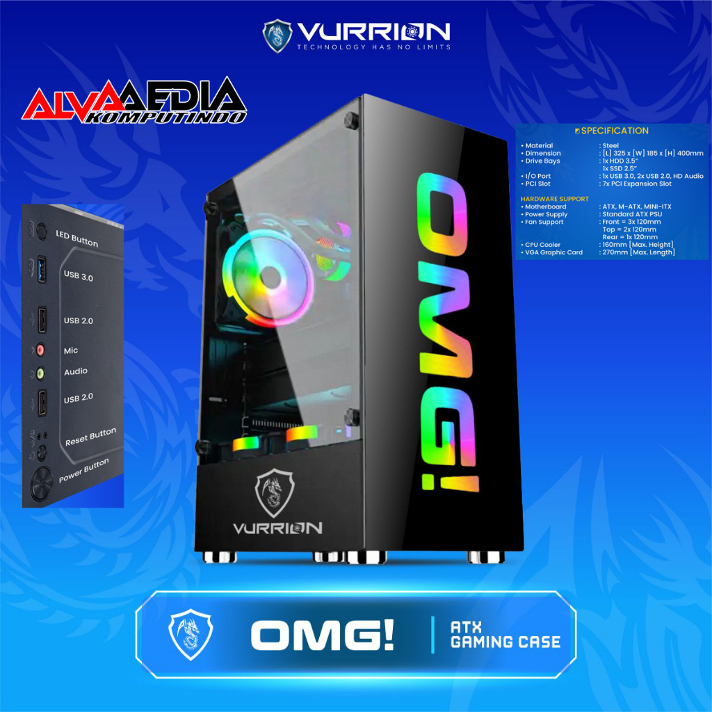 CASHING PC GAMING VURRION OMG BLACK - ATX GAMING CASE | VELRION GAMING ...