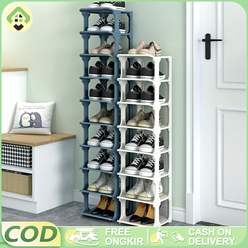PUTIH HITAM White/black Shoe Rack Plastic Stacking Shoe Rack Multi ...