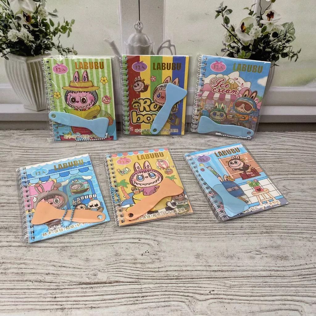 GANTUNGAN Labubu Sticker Book contains 12 Pages + FREE Spatula and ...