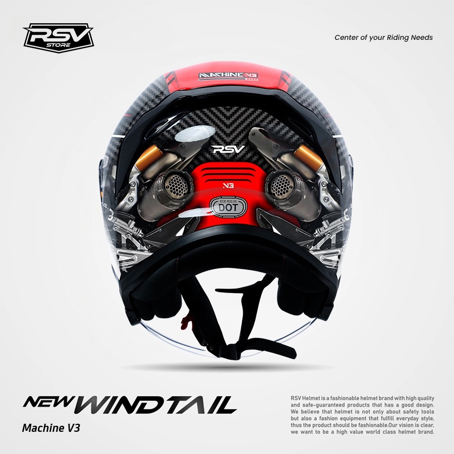 Helmet RSV NEW WINDTAIL MACHINE V3 GLOSSY SINGLE VISOR | Shopee Malaysia