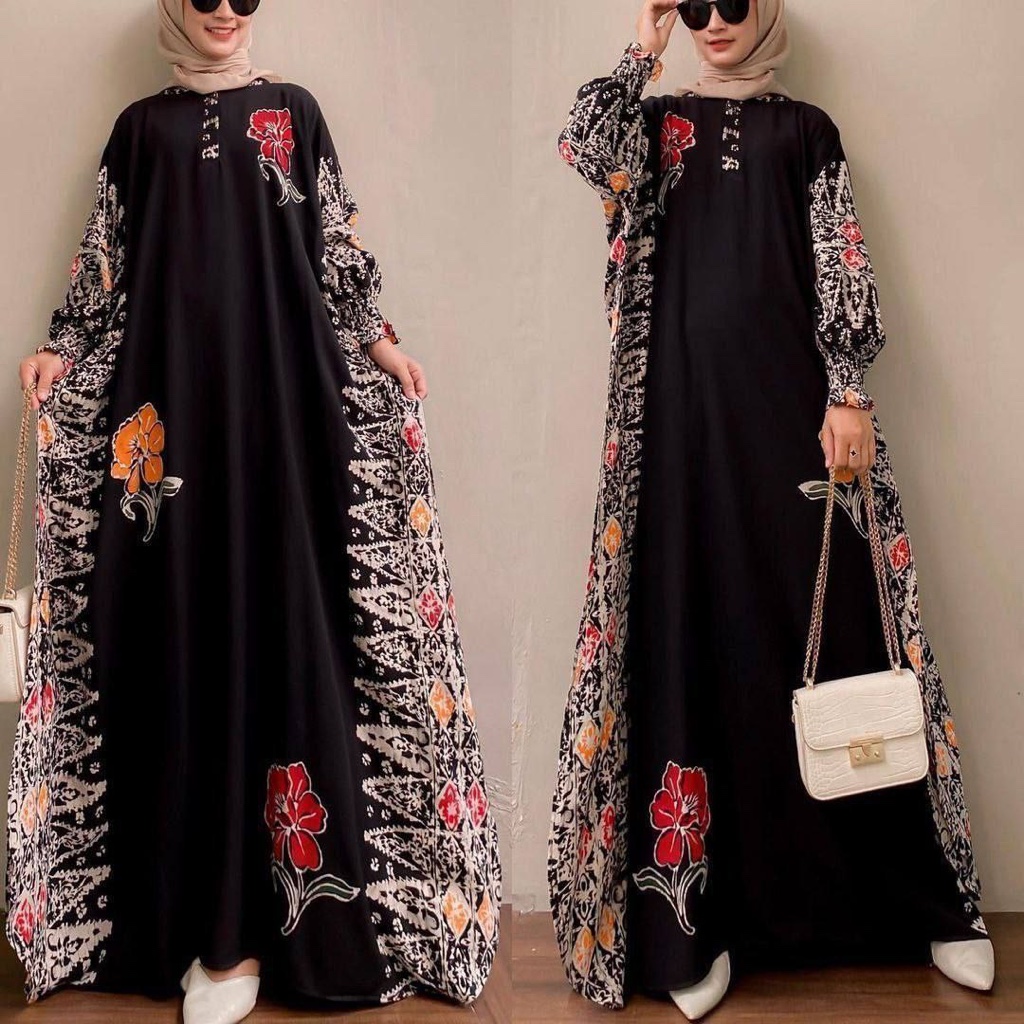 Khanza Women's Kaftan Size Jumbo XXXXL Motif Batik Cap Encim Soft Color ...