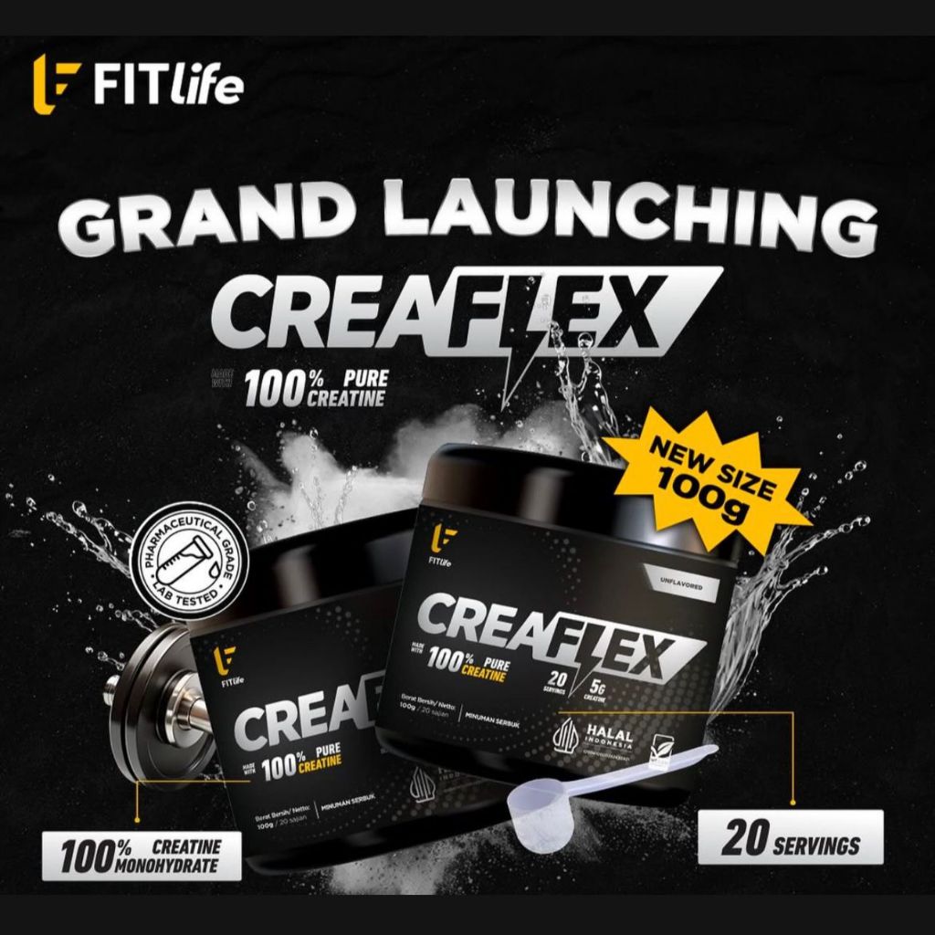 Fitlife CREAFLEX 100gr 20 Servings | 100% Pure Creatine Monohydrate ...