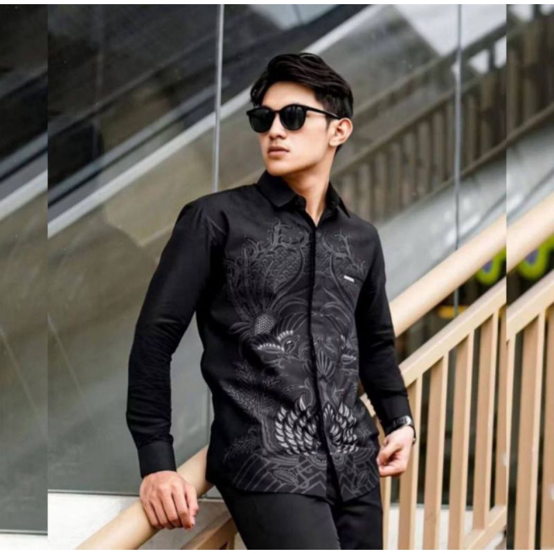 Men's batik, men's long-sleeved batik shirt, big size jumbo ML XL XXL ...