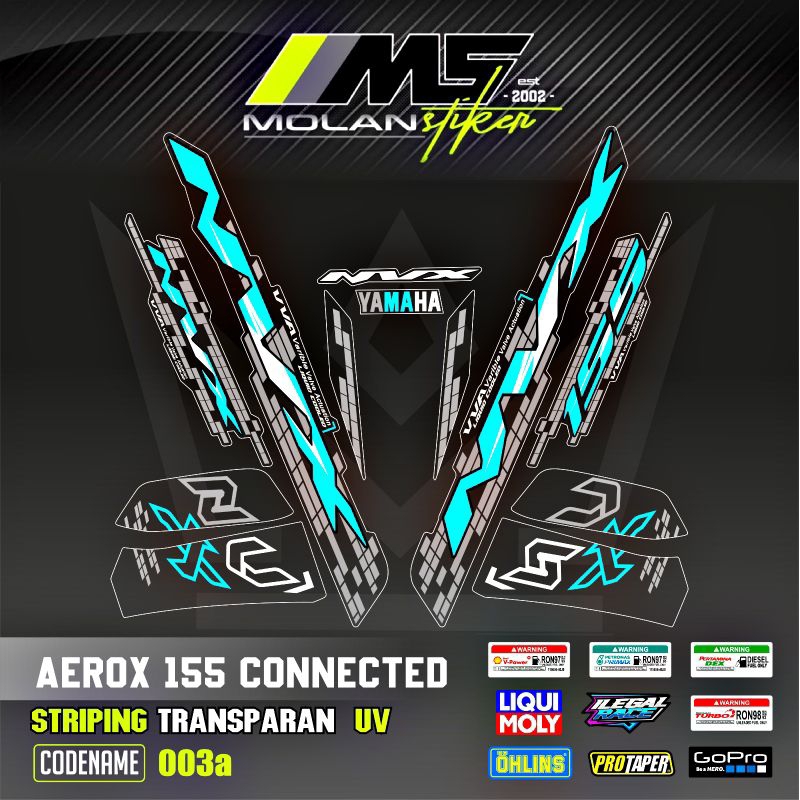 Decal Sticker Striping Transparent Variations Uv Aerox 155 Connected ...
