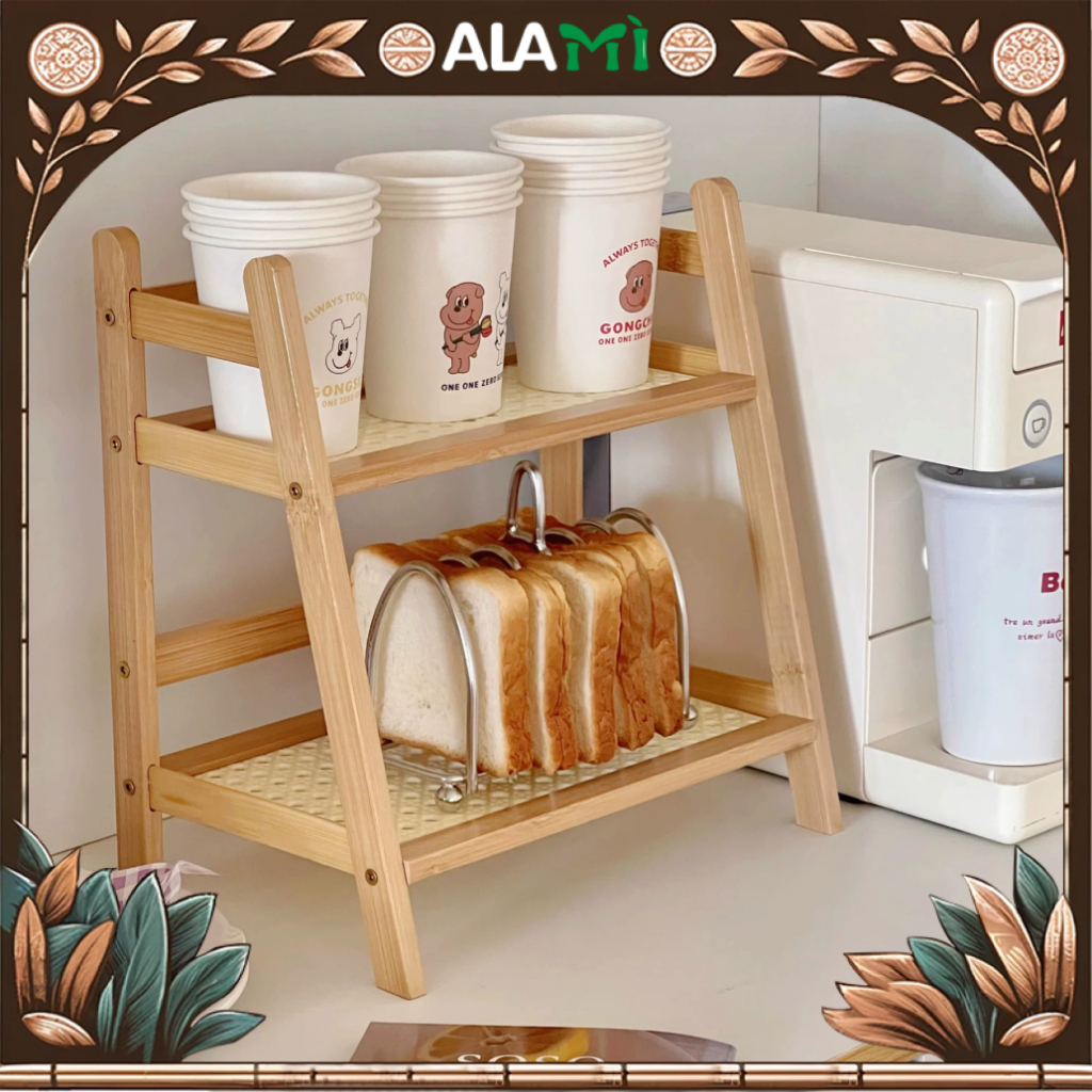 KAYU Natural Dutch Teak Wood Shelf Table Shelf 2 Layers Bauhaus Wooden ...