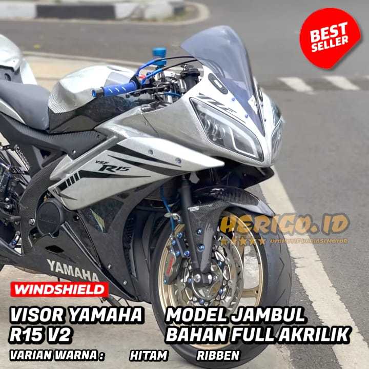 VISOR YAMAHA R15 V2 WINDSHIELD R15 V2 GUARANTEE MODEL FULL ACRYLIC ...