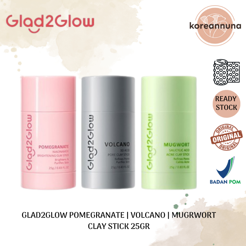 Glad2glow Pomegranate Niacinamide Brightening Clay Stick Mugwort Acne ...