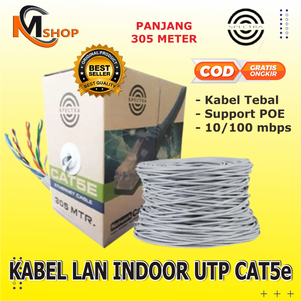 Cat 5E UTP Cable Spectra Indoor LAN Cable 1 Roll (305 Meters) | Shopee ...