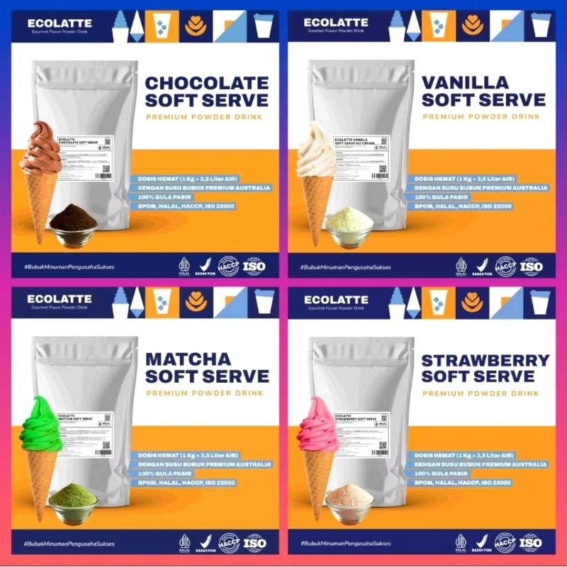 Ecolatte SOFT SERVE ICE CREAM 1KG POWDER PREMIUM EX CHOLATTE | Shopee ...