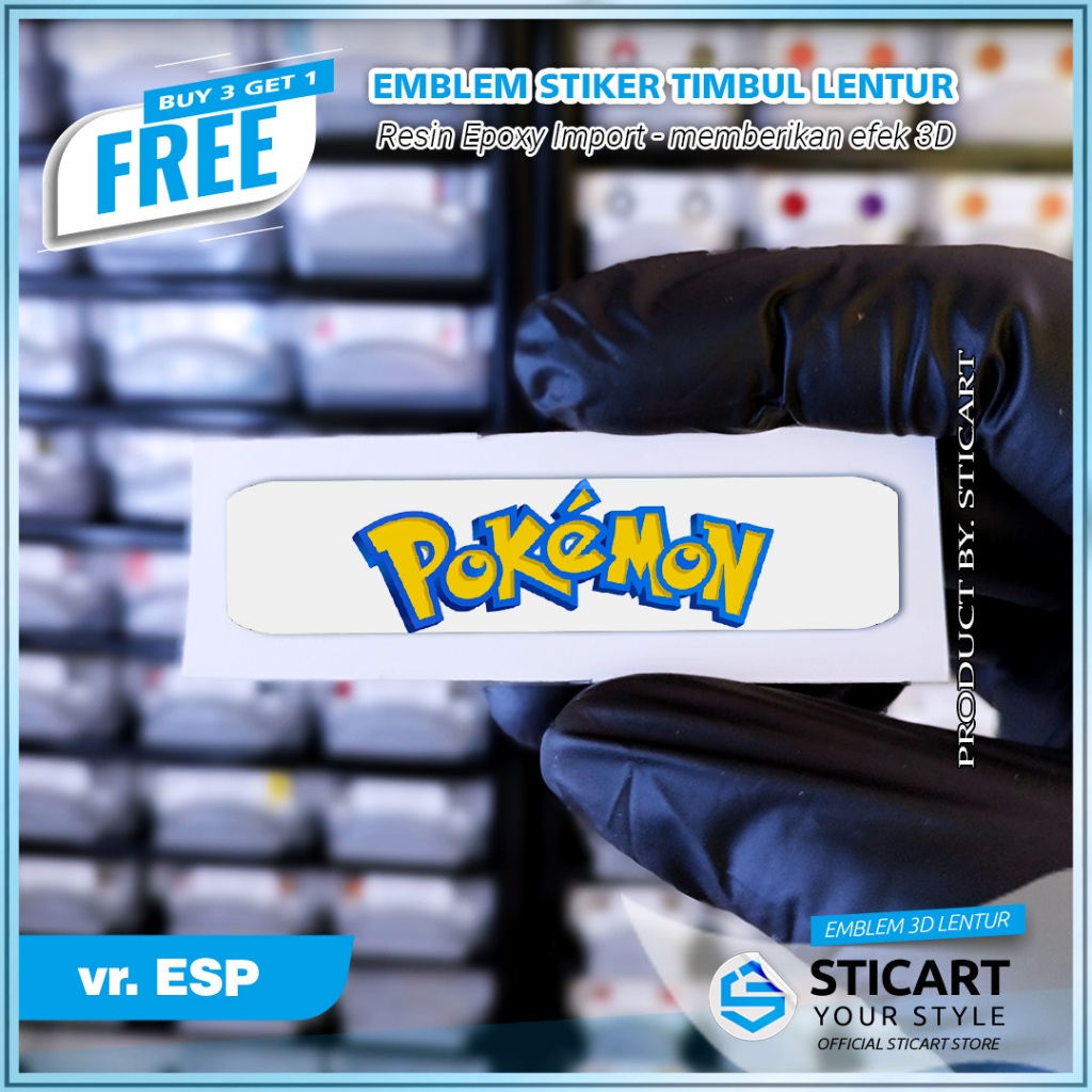 POKEMON EMBLEM embossed MOTORCYCLE STICKER ESP BOX FILTER 3D EMBLEM ...