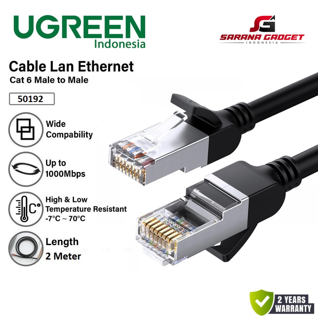 Ugreen 50192 LAN Cable RJ45 CAT 6 2 Meters 2M Gigabit Ethernet UTP ...