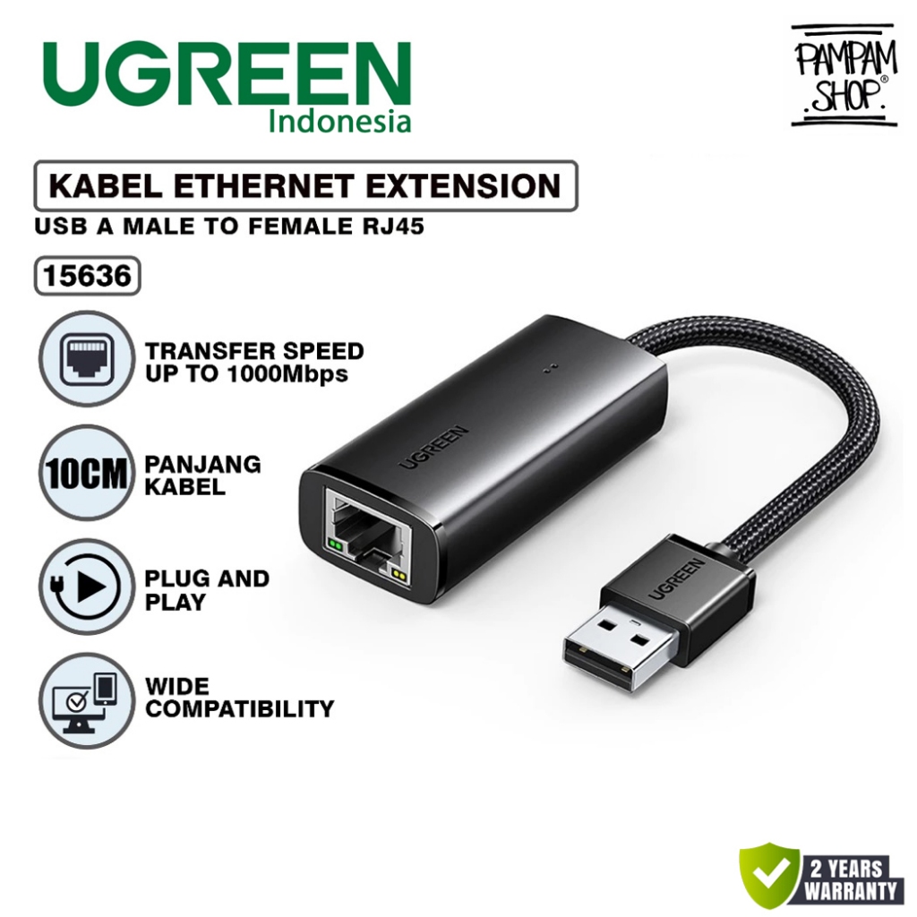 Ugreen 15636 Ethernet Adapter Gigabit USB A 3.0 to LAN RJ45 1000Mbps ...