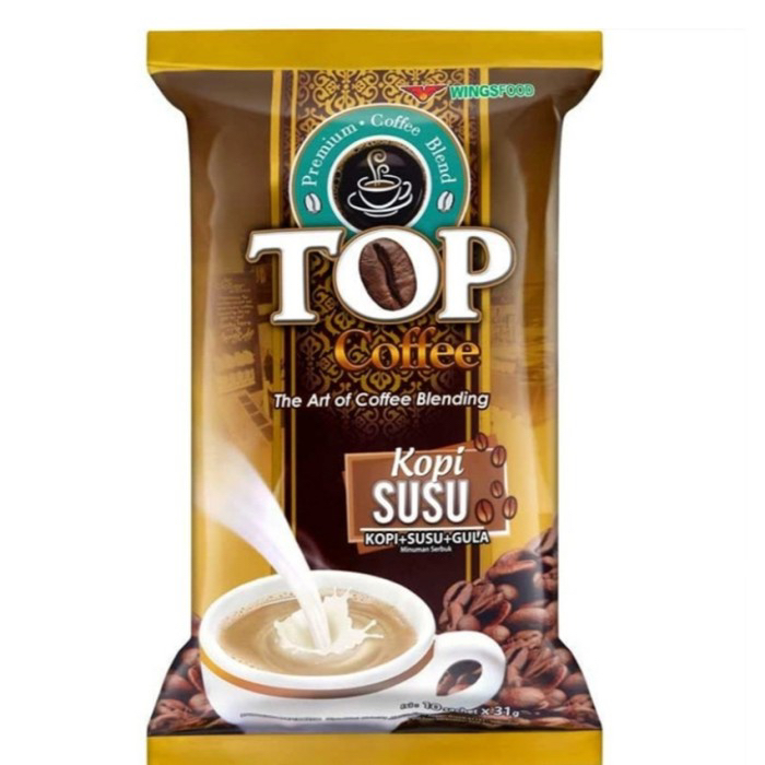 Top coffee 3 in 1 milk coffee contains 10 sachets x 31 grams | Shopee ...
