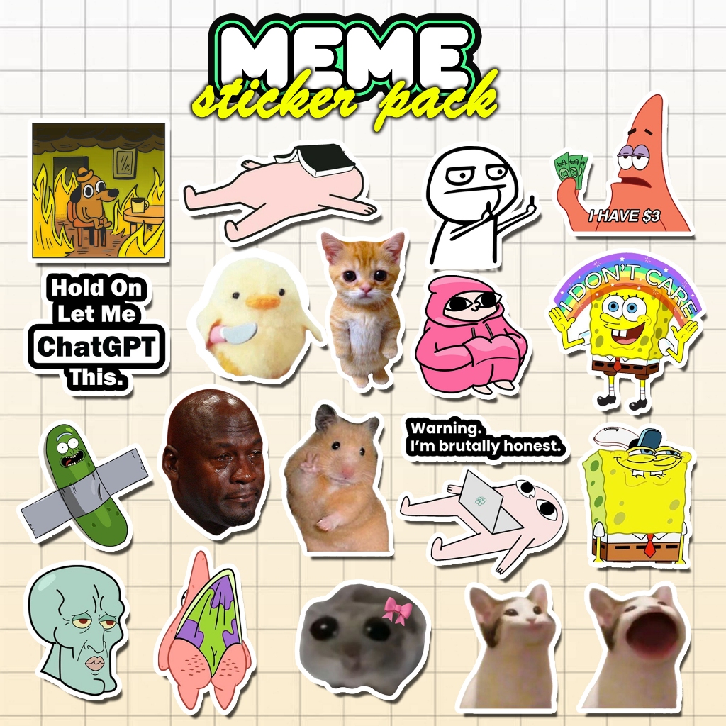 HP 20pcs Cute Cartoon MEME Stickers | WATERPROOF ANTI FADE 100% ...
