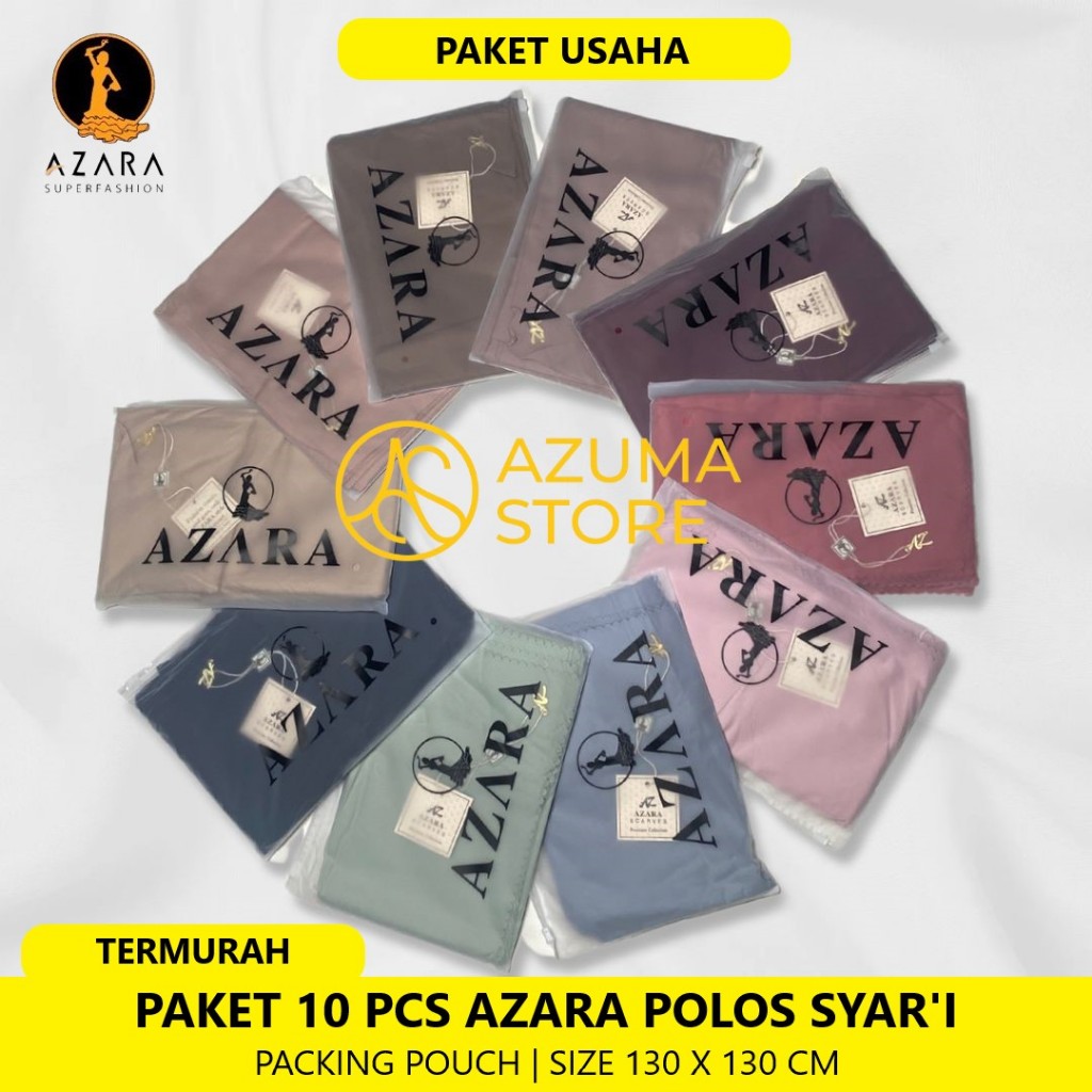 10 Rectangular Hijabs Voal Azara Oskara Syar'i Plain Packing Pouch LC ...