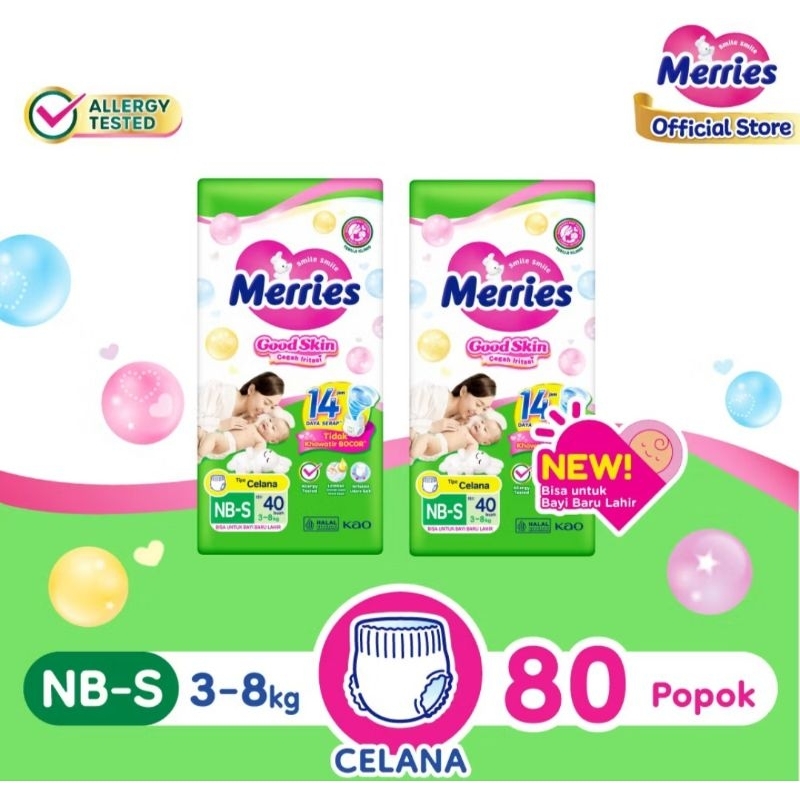 Merries Good Skin panst Baby Diapers NB-S 3-8kg contains 40 pieces TWIN ...