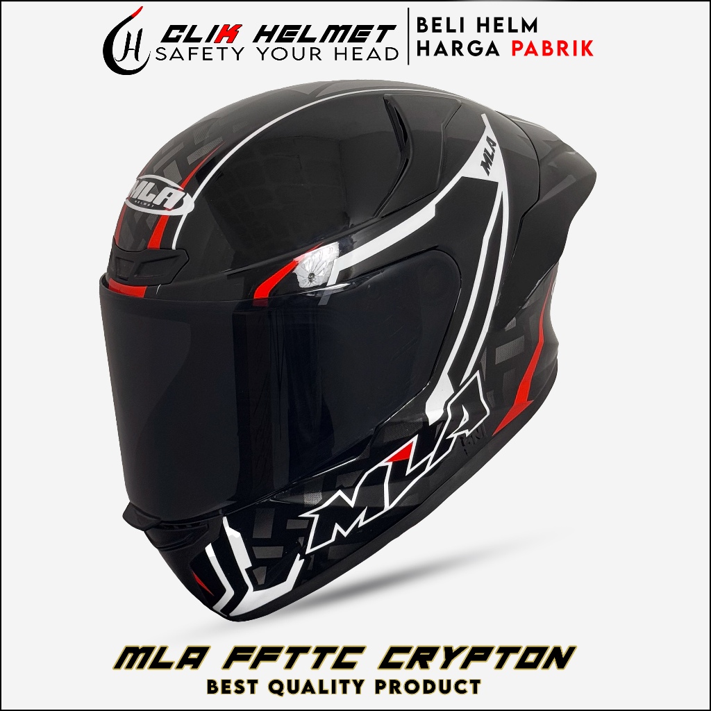 Mla Crypton Full Face Helmet | Red Visor Smoke Protection Motif ...