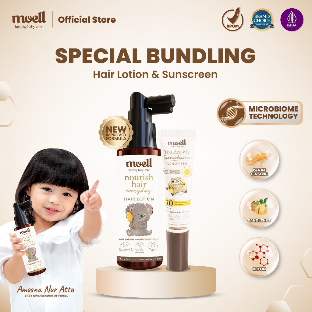 Moell Special Bundling Hair Lotion 100ml & Sunscreen 30gr - Hair Lotion ...