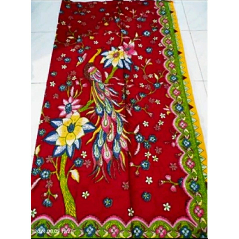MERAH Batik FABRIC SOLO MERAK NANGKRING FLOWER SERIAN RED NEW VERSION ...