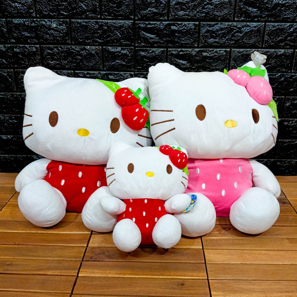 MERAH Imported Cute Jumbo Hello Kitty Doll, Red and Pink Strawberry ...