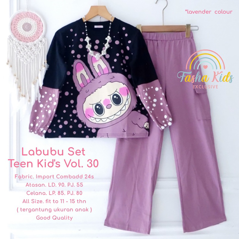 KATUN Labubu Set Kids vol 30 by Fasha Long Sleeve T-shirt and Cargo ...