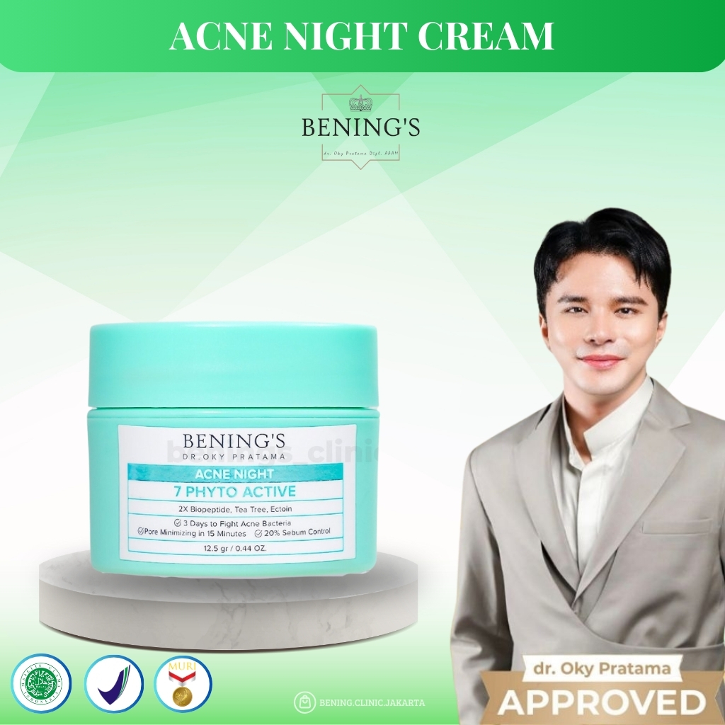 Acne NIGHT Cream Bening Clinic by Dr. Oky clears skin care - beautiful ...