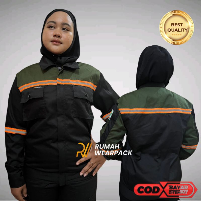 HIJAU HITAM Wearpack Safety Safety Clothes Black Work Clothes with Army ...