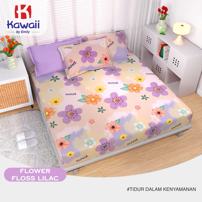 KATUN Lilac FLOWER FLOSS MOTIF BED SHEETS AESTHETIC FLOWER MOTIF BED ...