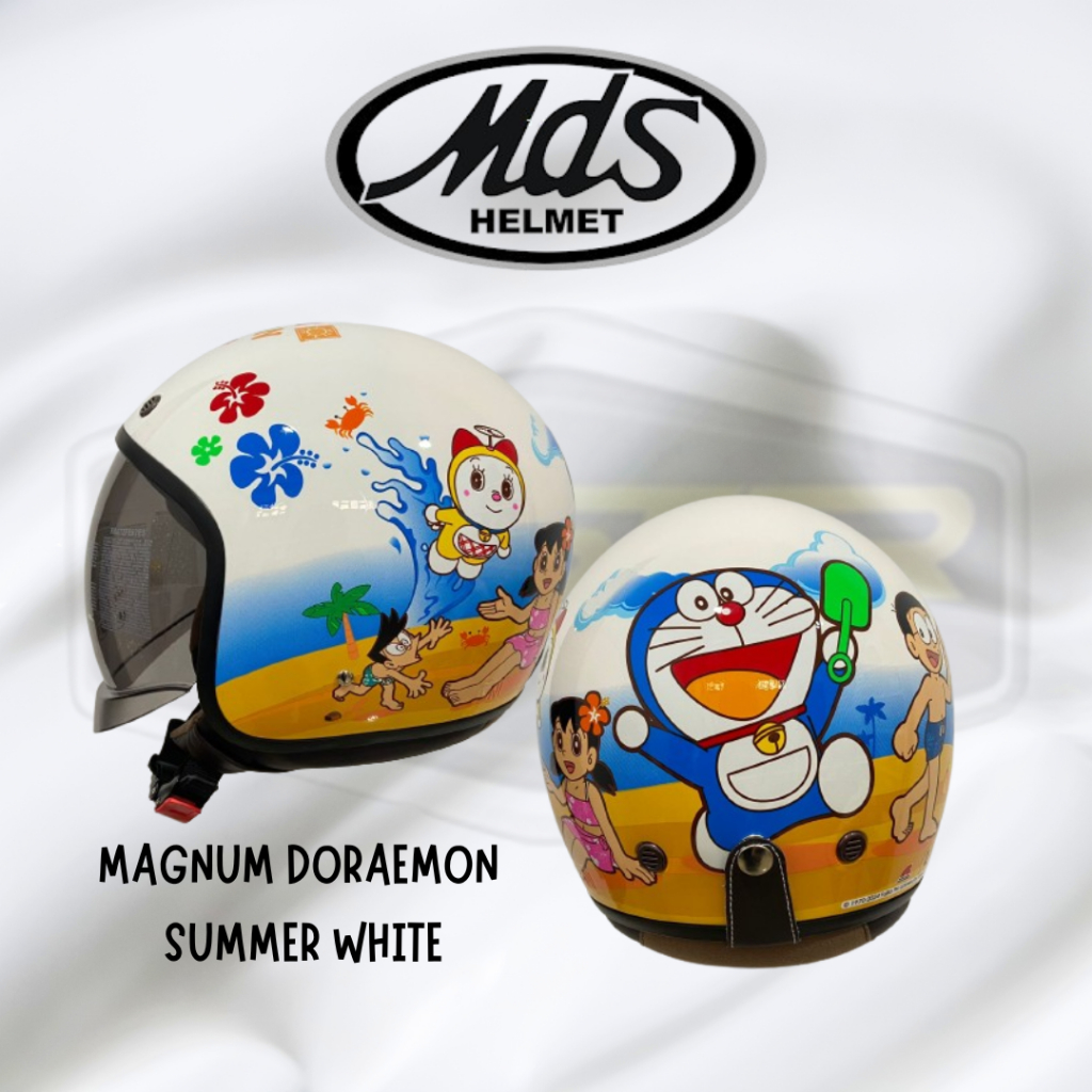 Original MDS MAGNUM MDS RETRO MDS BOGO DORAEMON SUMMER WHITE HELMET ...