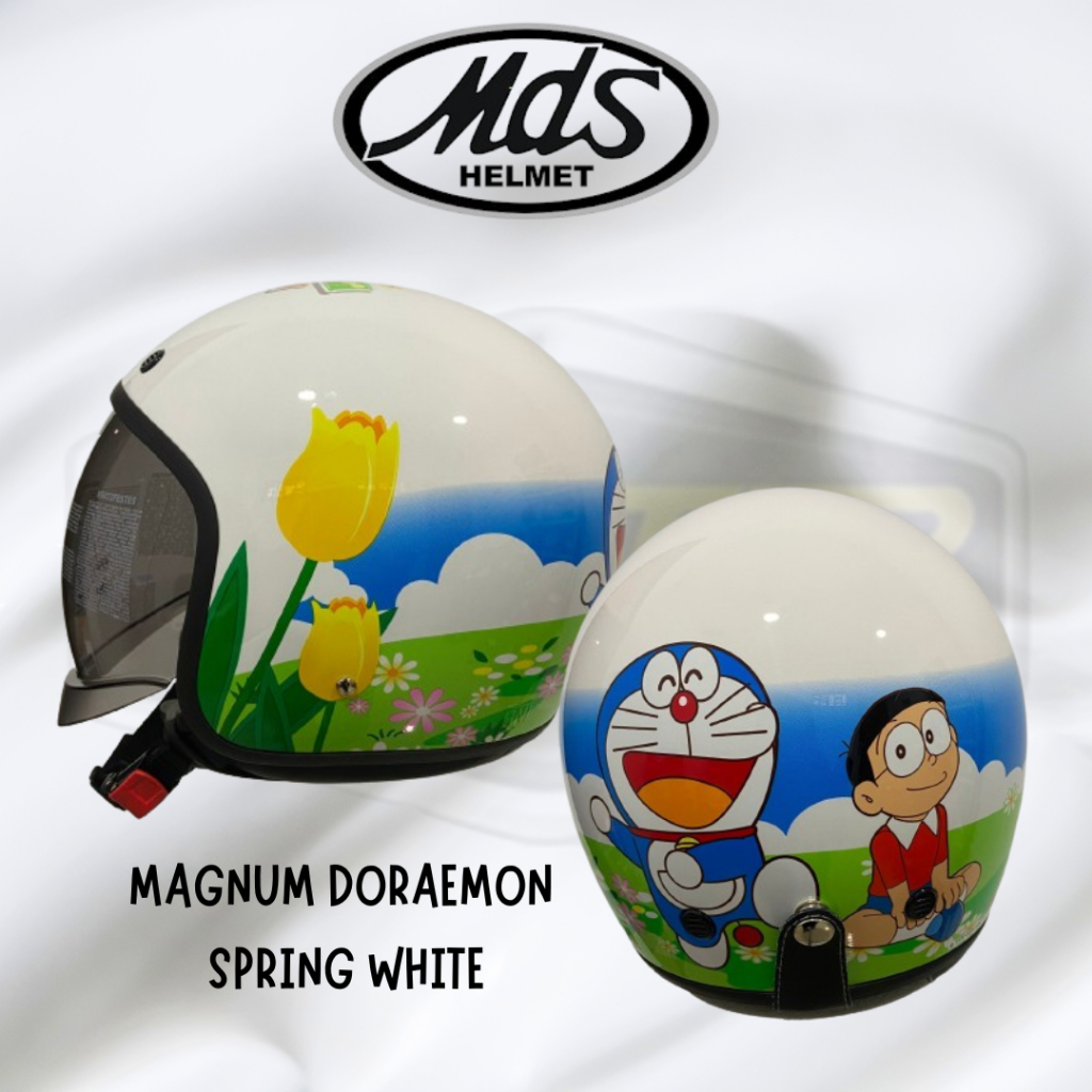Original MDS MAGNUM MDS RETRO MDS BOGO DORAEMON SPRING WHITE HELMET ...