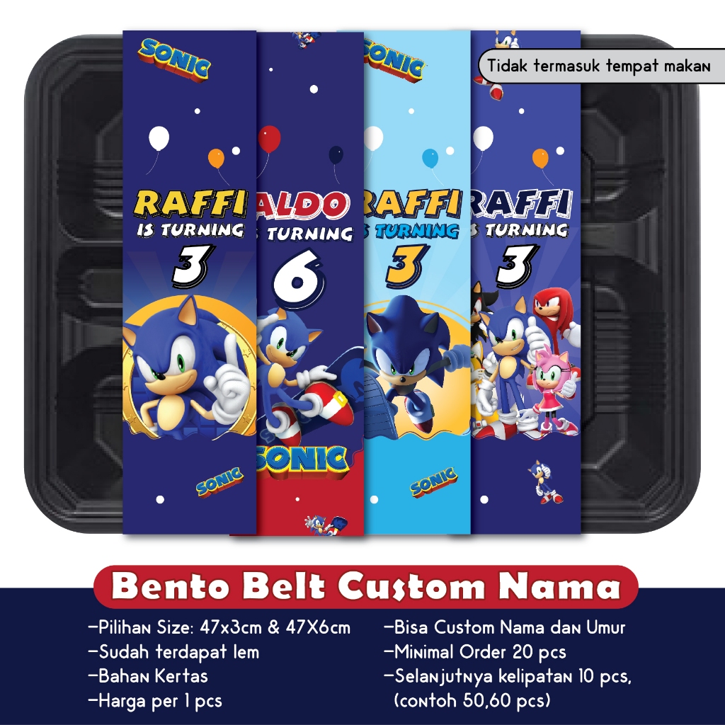 Bento BELT SONIC BENTO BELT CUSTOM GREETINGS LUNCH BOX BIRTHDAY ...