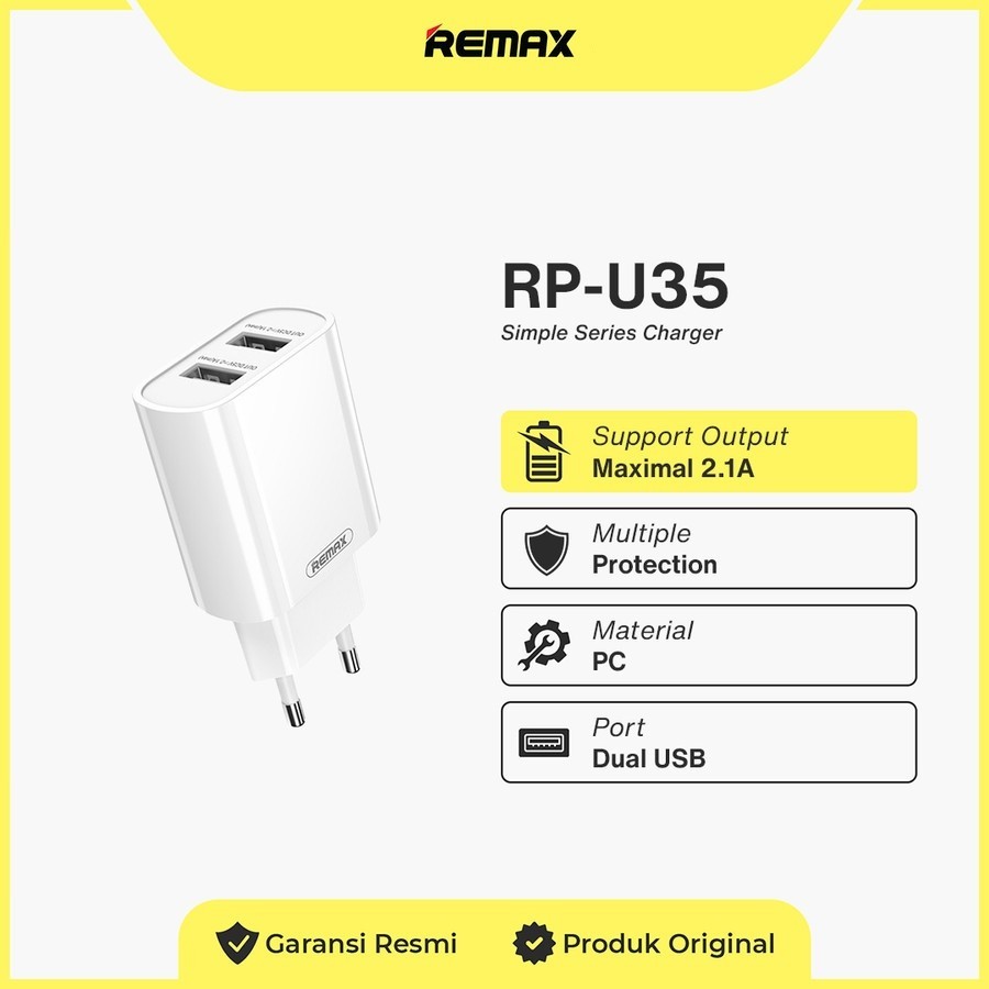 Remax JANE SERIES 2USB CHARGER SET 2.1A RP-U35 MICRO EU | Shopee Malaysia