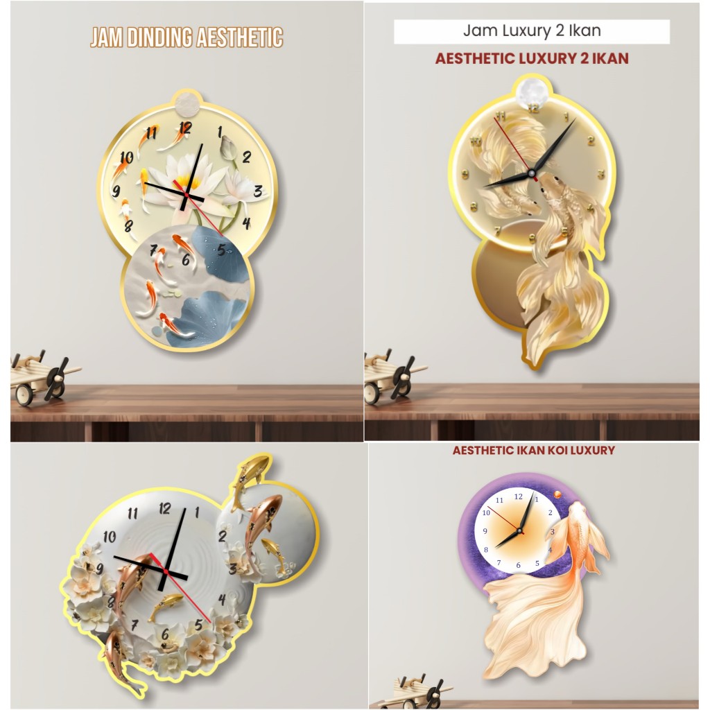Home Sweet Hme Carved Wall Clock AESTHETIC MINIMALIST KOI GOLD FISH ...