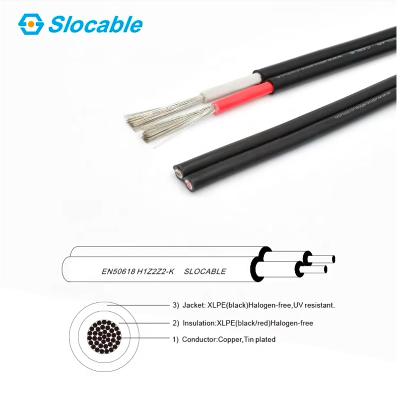 Slocable Wire Solar PV Twin Cable 2X 4mm 6mm 10mm 1500V DC Copper High Voltage XLPE Solar for PV ...