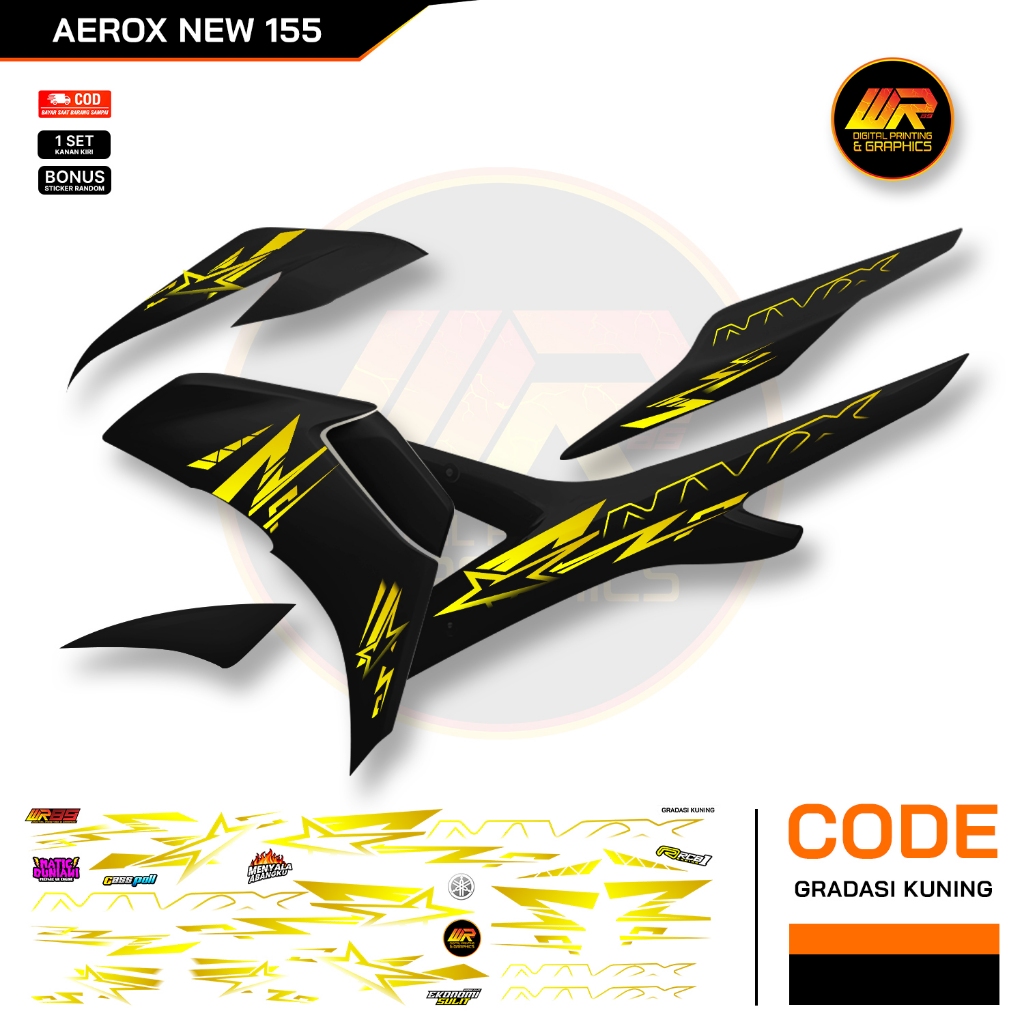 Striping Aerox New 155 Simple Stickers Transparent Clear Material ...