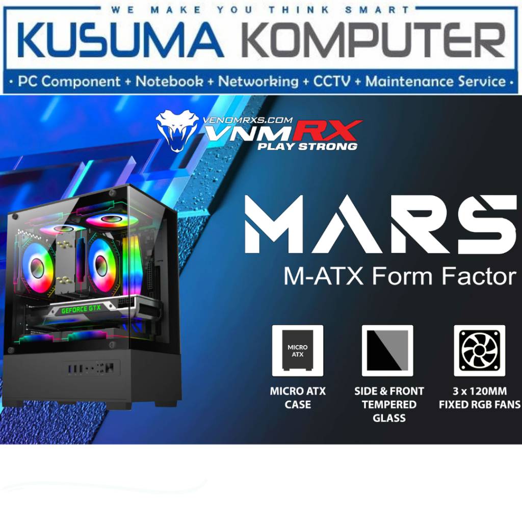VenomRX MARS Casing + 3 FAN RGB Micro ATX Gaming Case | Shopee Malaysia