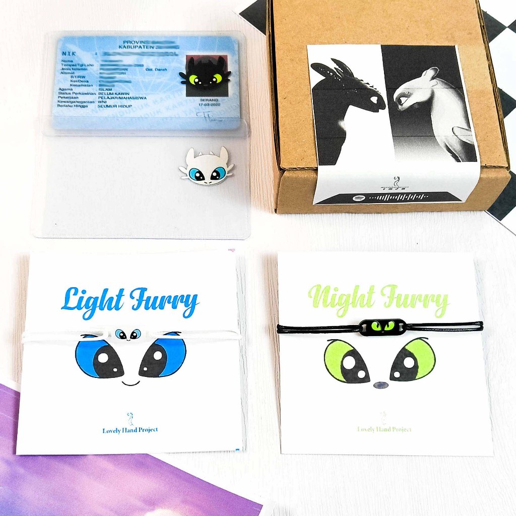 Lovely hand project Couple Bracelet Eye Night Fury & Light Furry ...