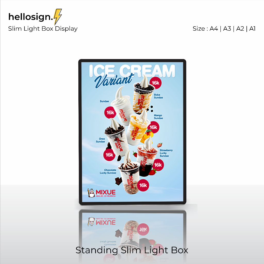 HITAM Slim Light Box | Black FRAME | Ultra Thin Light Box | Standing LED Menu Poster | Mini ...