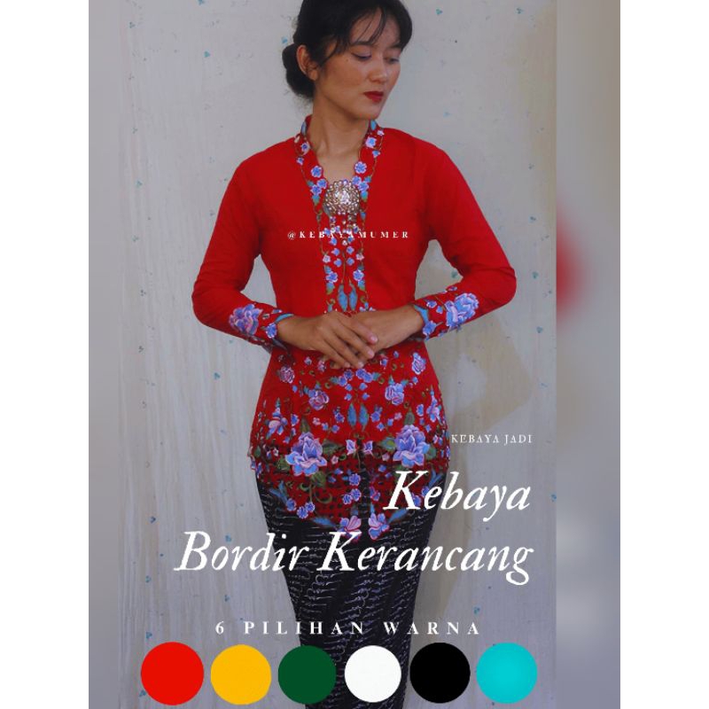HIJAU MERAH Kebaya Design. Encim Kebaya. Embroidered Kebaya. Seroja ...